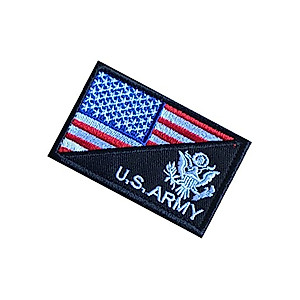 American Flag and Army Veteran US Armed Forces Patch Hook and Loop Tactical Morale Applique Fastener Military Embroidered Patch 2Pcs