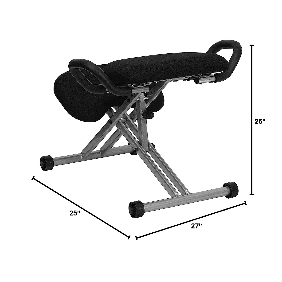 Flash Furniture Ergonomic Kneeling Office Chair with Handles in Black Fabric