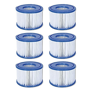 Bestway SaluSpa 90352E Swimming Pool Filter Pump Type VI Replacement Drop Down Cartridge Accessory for Clean and Hygienic Water (6 Pack)