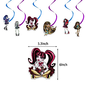 Monster Party Decorations,Birthday Party Supplies For Monster Girl Party Supplies Includes Banner - Cake Topper - 12 Cupcake Toppers - 18 Balloons- 6 Hanging Swirls