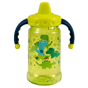 COOL GEAR 2-Pack 12 oz Gripper Sipper Cups For Kids & Toddlers - Dishwasher Safe, Spillproof, Leakproof Waterbottle With Handles For Babies - Shark/Dino