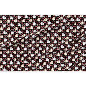 Spoonflower Fabric - Guinea Pigs Black Pig Summer Fruit Red Cute Printed on Petal Signature Cotton Fabric Fat Quarter - Sewing Quilting Apparel Crafts Decor