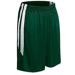 CHAMPRO Unisex-Youth Dri Gear Muscle Basketball Shorts, Forest Green, White, Medium