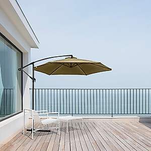 ZIAERKOR Replacement Parasol canopy for 9.8ft, Patio Parasol Replacement Canopy 9.8ft, Outdoor replacement parasol cover surface polyester UV blocking (Khaki, 6ribs)