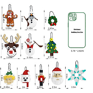 Tenhorses Christmas Tree Ornament 11-in-1 Building Sets, Wreath, Santa, Snowman, Nutcracker, Polar Bear, Gingerbread, Reindeer, Snowflake, Hanging Christmas Decor Toys Gift for Girls Boys or Kids.