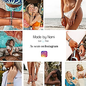 Surfer Beach Bracelet Set Men & Women - Braided Boho Summer Bracelets - Handmade Festival Jewelry - 100% Waterproof & Adjustable - Friendship Gift - Ethnic Hippie Style (Black & Ruby Red)