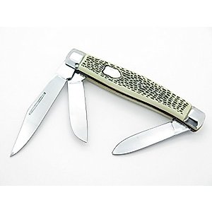 Artist Unknown Vintage Old Stock 1980s Made In China Snake Skin Stockman Folding Pocket Whittler Knife