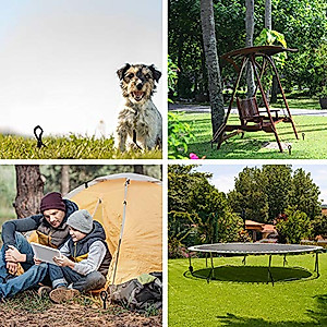 MIXXIDEA 15 inch 4 Pack Ground Anchor Stakes, Dual-Purpose Heavy Duty Metal Earth Augers for Tents, Canopies, Trampoline Sheds, Car Ports, Swing Sets, Small Buildings (Black-4 Pack)