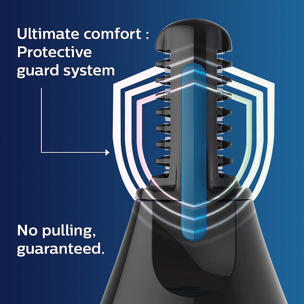 Philips Nose Trimmer Nt3650/16, Nose, Ear & Eyebrow Trimmer with Protective Guard System, Fully Washable, Including AA Battery, 2 Eyebrow Combs, Pouch (Gray)