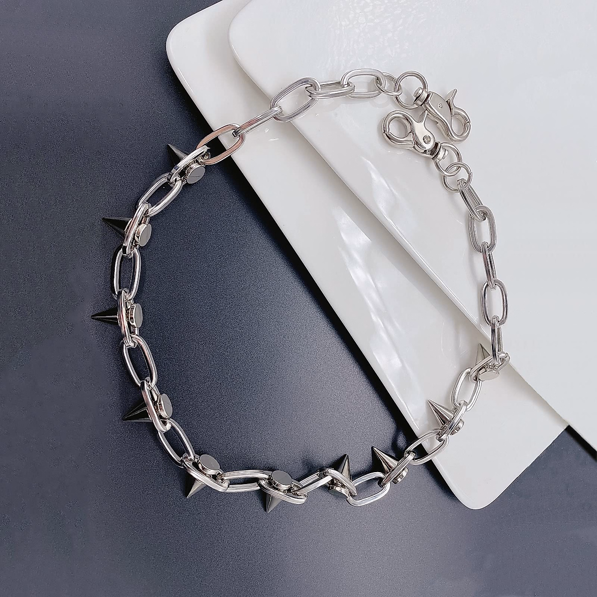 Rivets Spike Pants Chain Punk Goth Waist Chains Handmade Heavy Biker Trucker Belt Trouser Accessories for Men Women Rivet Chain