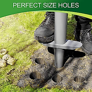 Walensee Bulb Planter Lawn and Garden Tool, Flower Weeder or Weeding Tools for Digging Hoes Soil Sampler Transplanting Sod Plugger Flower Bulb Garden Planting Tool Steel with T-Style Long Handle, Grey