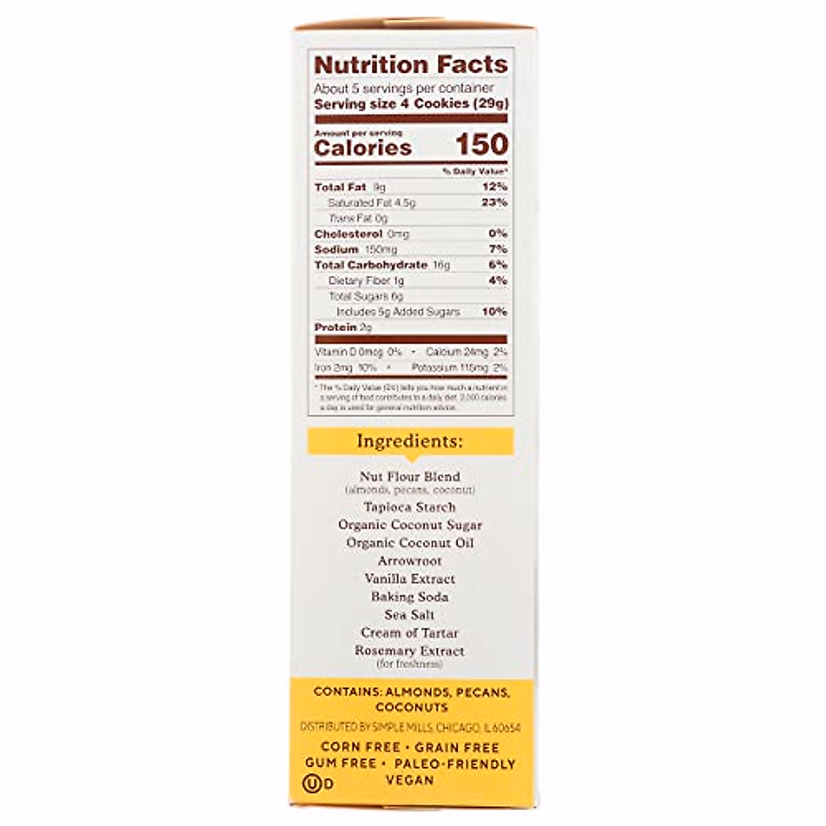 Simple Mills Almond Flour Crunchy Cookies, Toasted Pecan - Gluten Free, Vegan, Healthy Snacks, Made with Organic Coconut Oil, 5.5 Ounce (Pack of 1)