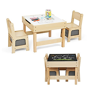 OOOK 3 in1 Toddler Table Chair Set, Kids Table and Chair Set with Blackboard and Storage Drawer, Kids Activity Table for Kids Room, Nursy and Playroom. Toddler Table and Chair Set 2-4 Year Old.