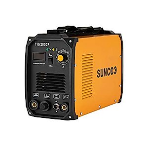 SUNCOO TIG Welder, 200 Amp TIG&MMA/STICK/ARC Welding Machine Inverter DC TIG-200CP HF 110/220V Dual Voltage with LED Digital Display, Brush, Yellow