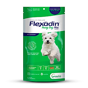 Vetoquinol Flexadin Hip and Joint Supplement with Glucosamine for Dogs, Joint Support Chew with Green-Lipped Mussel and MSM, 90-Count