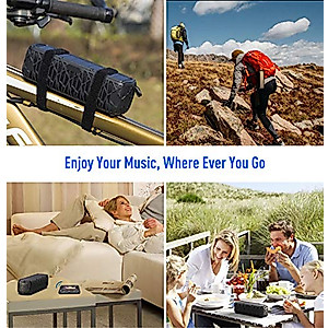 ABFOCE Solar Bluetooth Speaker Portable Outdoor Bluetooth IPX6 Waterproof Speaker with 5000mAh Power Bank,60 Hours Play Time Dual Speaker with Mic, Stereo Sound with Bass Home Wireless Speaker-Black