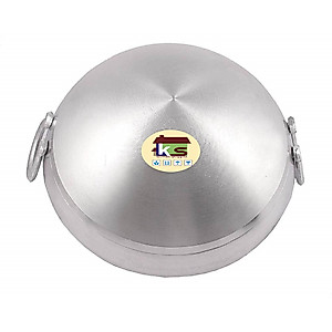 KITCHEN SHOPEE Aluminum Kadha Frying Pan deep Kadai for Cooking Fry Heavy Base with Handle Multipurpose Use (Silver, 33 cm, 13 Inch, Size 5 L)