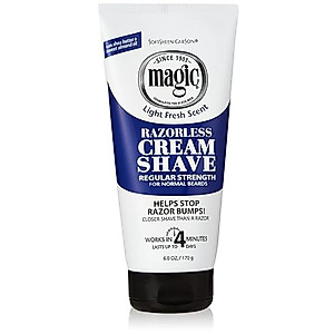 Magic Razorless Cream Shave Regular Strength Light Fresh Scent 6oz Tube
