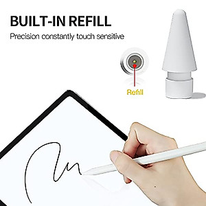 Replacement Tips Compatible with Apple Pencil 2 Gen iPad Pro Pencil - iPencil Nib for iPad Pencil 1 st/Pencil 2 Gen White 4 Pack