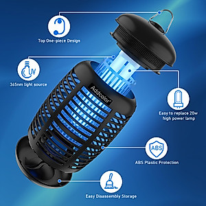 ADDCOLOR Bug Zapper, 15W Sustainable Efficient Fly Zapper Outdoor, Mosquito Zapper with LED Light, Electric Fly Zapper, Fly Traps, Mosquito Killer