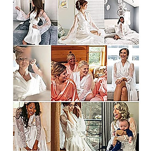 Avidlove Women's Satin Robe Short Kimono for Bride & Bridesmaid Wedding Party Robes White