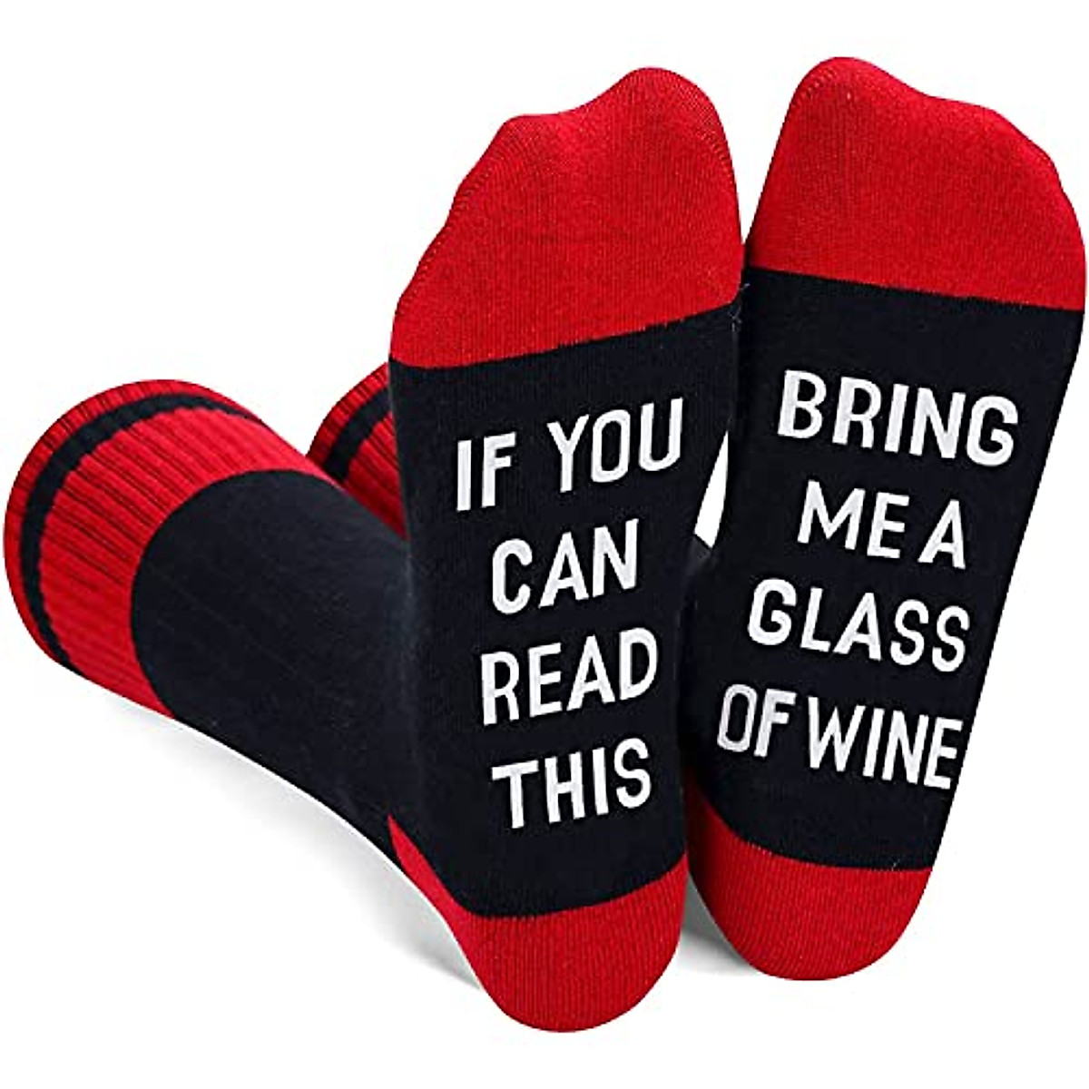 Zmart Funny Secret Santa Gifts Wine Socks Wine Gifts for Women, If You Can Read This Socks Bring Me Wine Socks Womens Novelty Socks Wine Stocking Stuffers