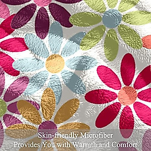 Plush Blanket Throw Blanket Warm Cozy Soft Microfiber Blankets, Colorful Floral Daisy Modern