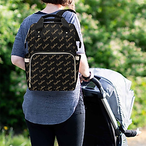 M YESCUSTOM Custom Personalized Diaper Bag Backpack with Multi Name Customized Waterproof Nappy Travel Daypack for Mom Baby Shower Black