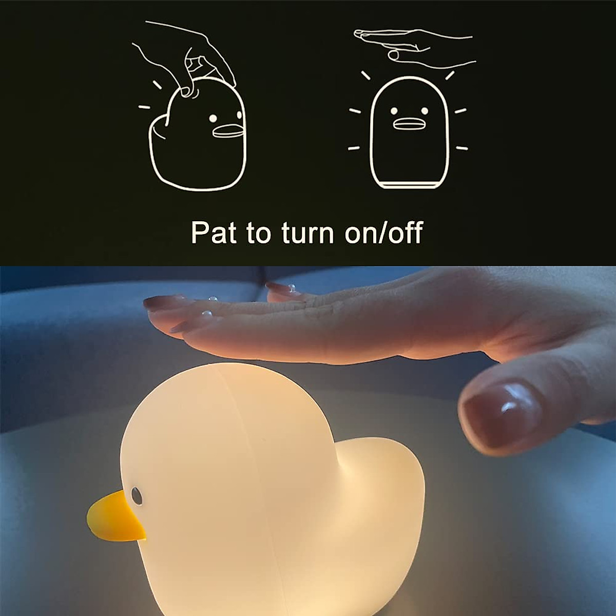 Resoxy LED Duck Lamp Night Light,Cute Animal Silicone Nursery Night Light USB Rechargeable Table Lamp Bedside Lamp with Touch Sensor for Kids Room Breastfeeding
