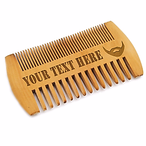 My Personal Memories Custom Engraved Wooden Beard and Mustache Comb - Personalized Grooming Wood Brush Gift with Dual Action Teeth for Men, Guys, and Him