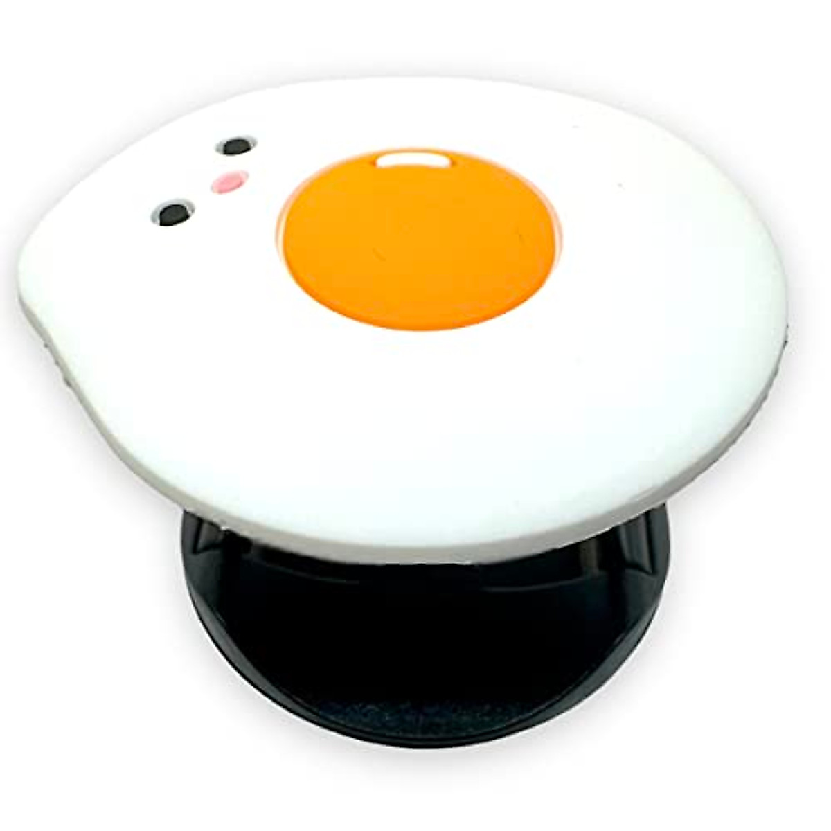 Egg-Shaped Phone Holder/Stand for Smartphones and Tablets. Expanding Phone Mount, Anti-Drop Protection with 3D Surface Finish, Finger Grip Stand. (White & Yellow 3D Pop Grip)