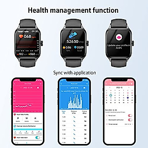 Smart Watch (Receive & Dial), 2023 Newest 1.85" TFT HD Touch Screen, Smart Watch for Women Men with Fitness Tracker, Smart Watch for Android iPhone with Text, Pedometer, Heart Rate (Classic Black)