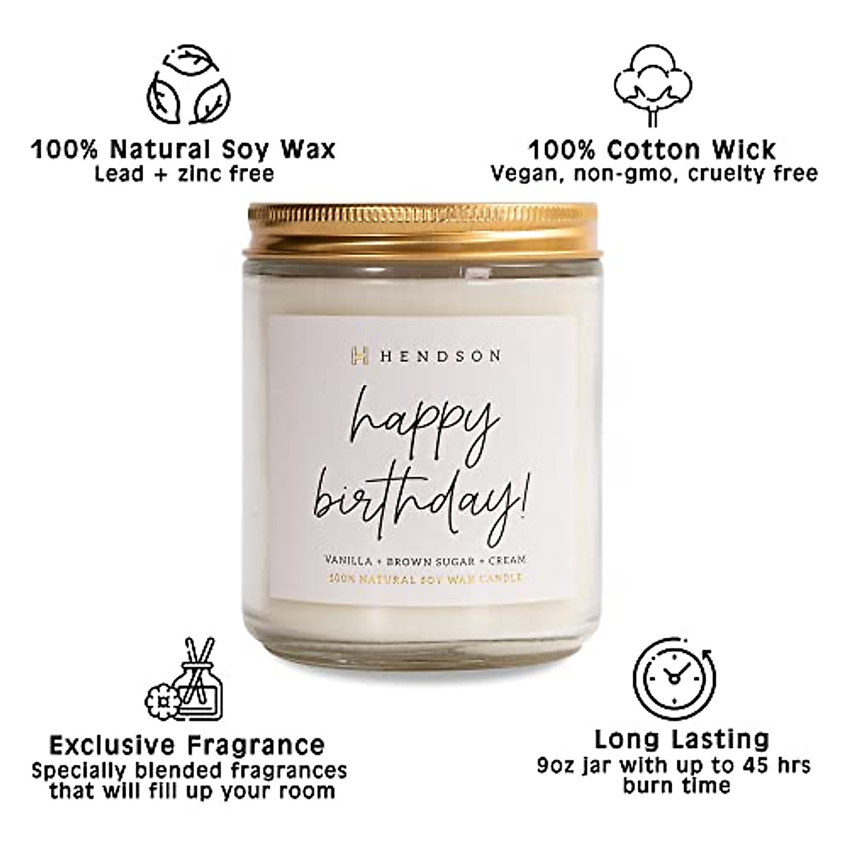 Candles Gifts for Women, Happy Birthday Candle - Bday Candle Gift Ideas for Best Friends, Mom, Sister, Aunt, Daughter, Grandma, Wife, Coworkers - Hendson Handmade 20th 30th 40th 50th Presents