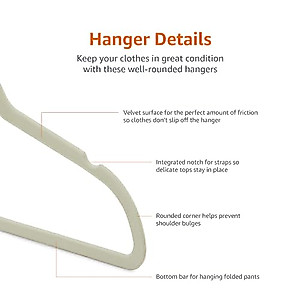 Amazon Basics Kids Velvet, Non-Slip Clothes Hangers for Infant and Toddler, 11.6 Inches (for baby clothes), Pack of 50, Blush