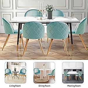 Wonder Comfort Dining Chairs Set of 2 Velvet Cushion Seat Back and Oak Legs,Kitchen Living Room Reception Chairs with Padded Seat (Green)