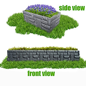 ELLASSAY Kaerott 6 Pack Garden Edging Set Plastic Fence Plant Border Imitation Stone Brick for DIY Decorative Patios Lawn Paths Landscape Walkways Flower Beds Border 10.2*9 inch Gray