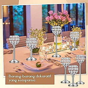 18 Pieces Crystal Candle Holders Bulk Candle Stick Holder Centerpieces for Table Wedding Centerpieces Crystal Decorative Tealight Candle Dining Table Candle Holder Decor for Party (Silver)