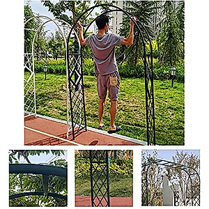 Metal Garden Arch Metal Garden Arbour Trellis Archway Rose Arch Wedding Archway Heavy Duty Strong Tubular Arbour Flower Stand with Base (Bronze W2.6xH2.3m/8.5x7.5ft)
