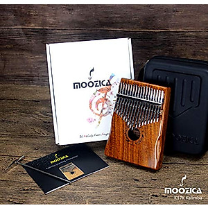 Moozica 17 Keys Kalimba Marimba, Solid Koa Wood Professional Thumb Piano Musical Instrument (Koa-K17K)