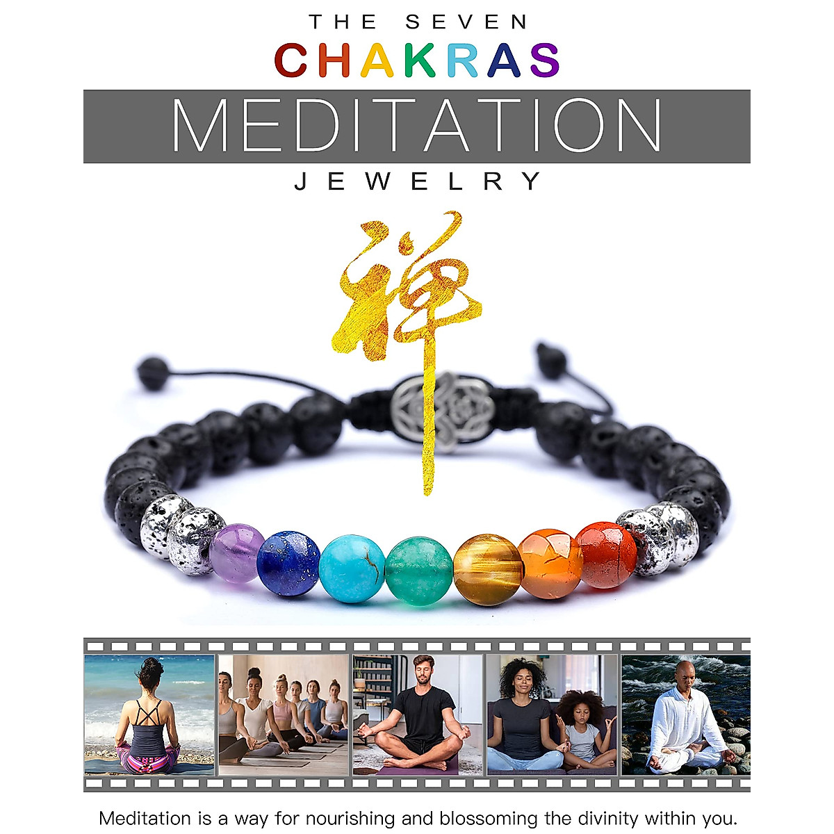 MIDDLUX Anxiety Relief Items, Chakra Bracelets, Crystals and Healing Stones, 7 Chakras Healing Crystals handmade bracelets, Yoga, Meditation, Stress Relief Gifts