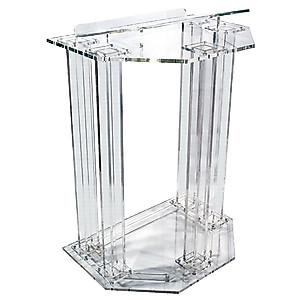 Kingdom Faceted Column Style Acrylic Lectern or Podium | Modern, Contemporary Acrylic Lectern for Churches, Schools, and Offices