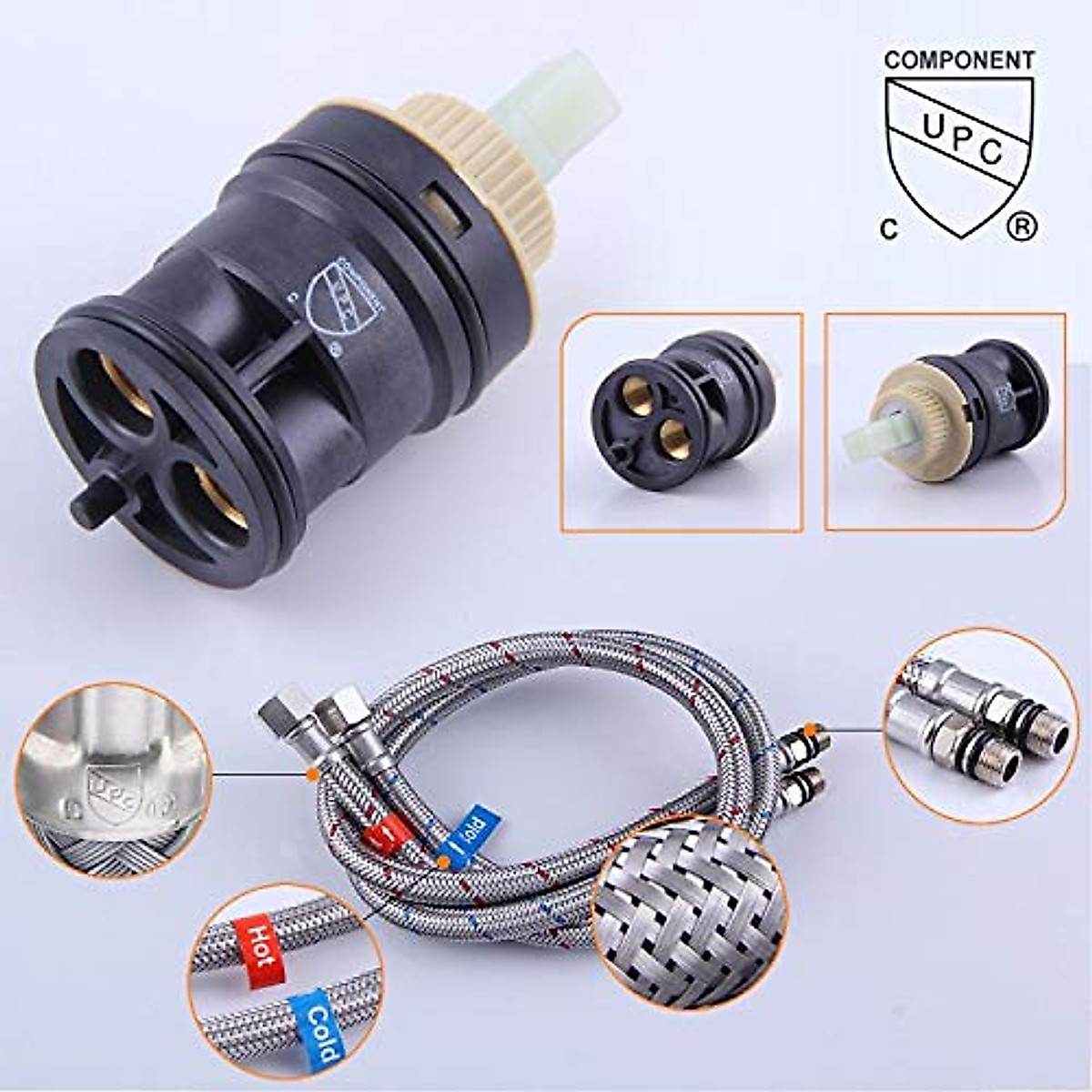 BEIGEEWY Single Handle One Hole Sink Faucet Low Lead Copper Gravity Casting Shell Bathroom Basin Faucet with cUPC Water Supply Lines Rv Lavatory Vessel Faucet Basin Mixer Brushed Nickel