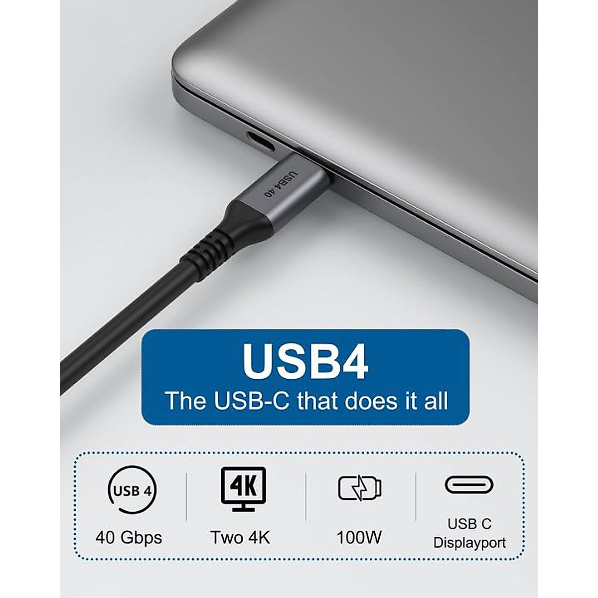 Selore&S-Global USB 4 Cable 6Ft/1.8M, 40Gbps USB C Cable,USB C Monitor Cable for Single 8K/Dual 4K, 100W USB C Charging Cable Compatible for USB 3/4 for Laptop,MacBook,Docking Station.etc