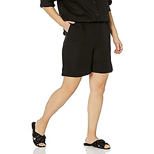 The Drop Women's Millie Pleated Long Walk Short- 7" Inseam, Black, L