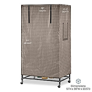 KNUTI Universal Bird Cage Cover Good Night Blackout 51" x 38" x 23.5" Inch Thin Lightweight Breathable Small Animal Cages Cover Pet Removable Durable Protector (Beige)