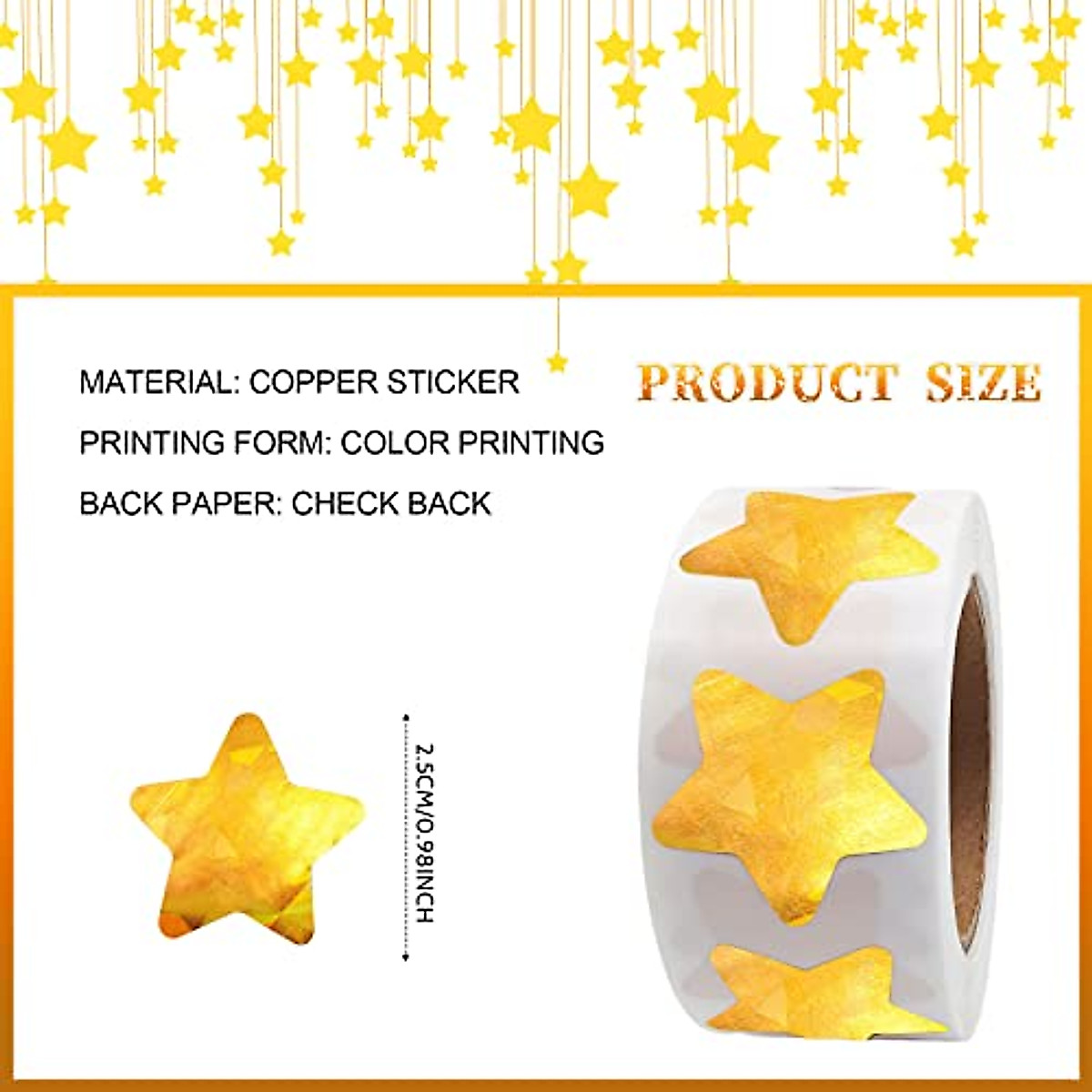 BLMHTWO 500pcs 1 Inch Star Stickers Gold Star Stickers Gold Stickers Foil Holographic Self-Adhesive Star Stickers for Kids Reward Behavior Chart Student Planner Classroom Teacher Supplies