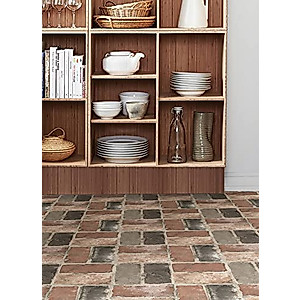 FloorPops Harvard Brick Red Peel & Stick Floor Tiles