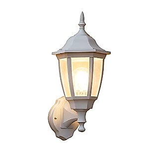 FUDESY Outdoor Wall Lantern, Exterior Waterproof Wall Sconce Light Fixture, White Front Porch Light Wall Mount for Garage, Patio, Yard, FDS2542EW (Bulb Included)