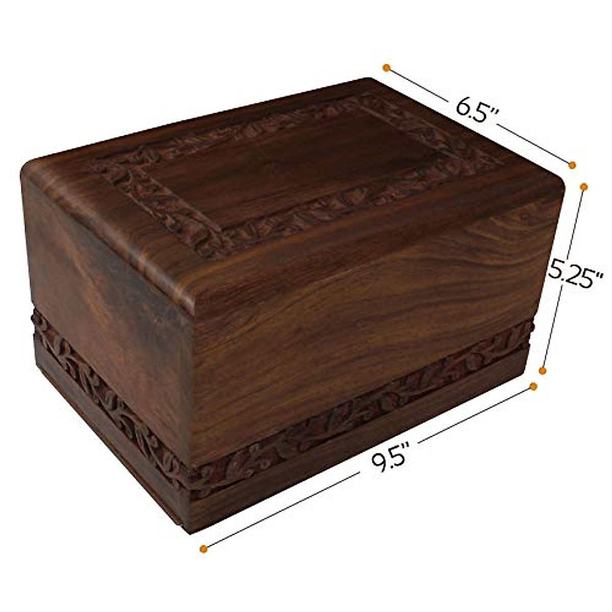 Bogati Hand Carved Rosewood Urn with Border Design (X-Large)