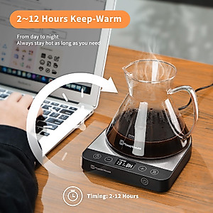 Coffee Mug Warmer for Desk, Maestri House Electric Mug Warmer with 5 Temperature Settings, 6-Level Timer, 4 Modes for Coffee, Candle, Milk and Tea, Portable Beverage Warmer for Home and Office